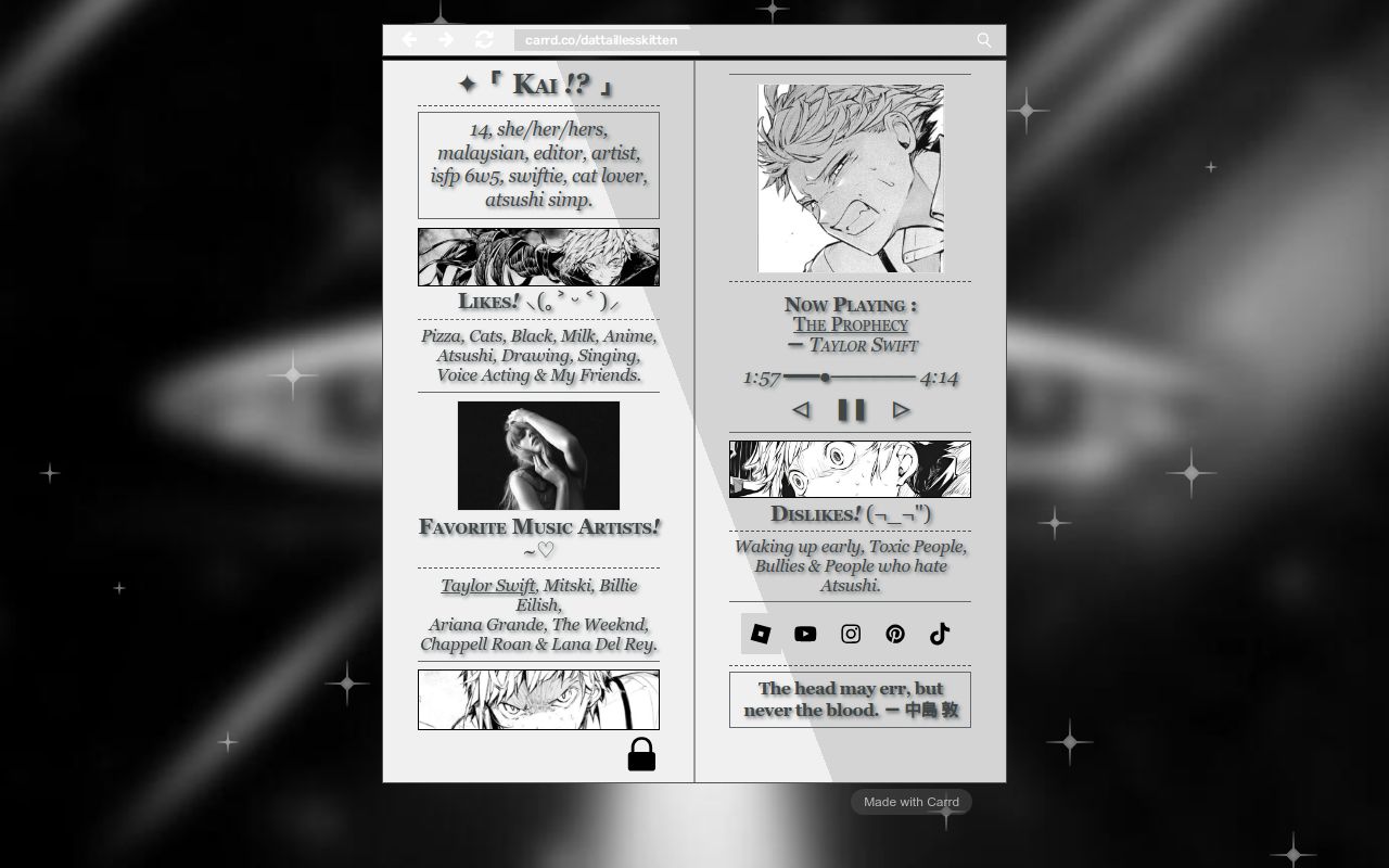 kai's carrd profile.